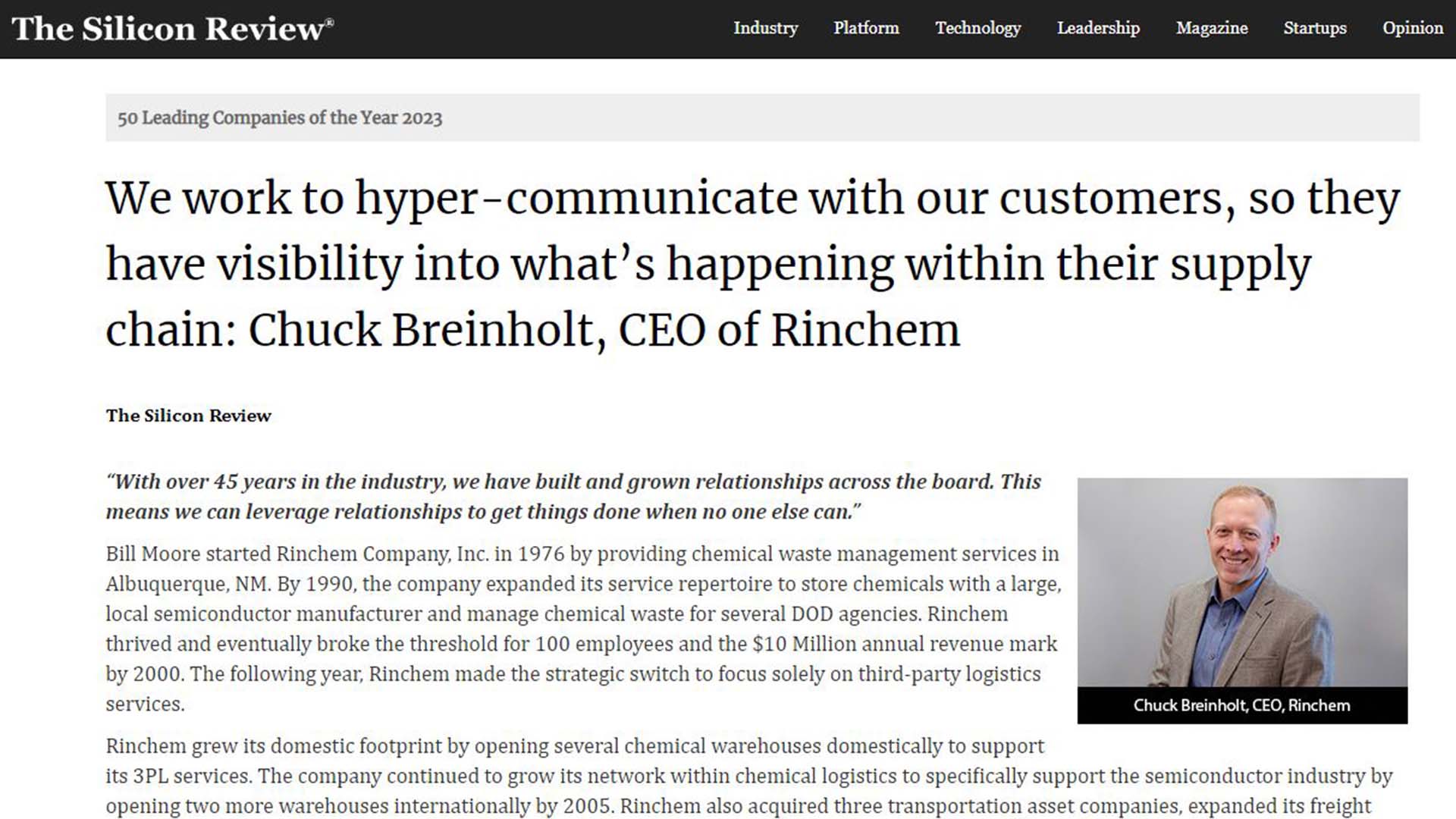 Rinchem | Silicon Review's 50 Leading Companies